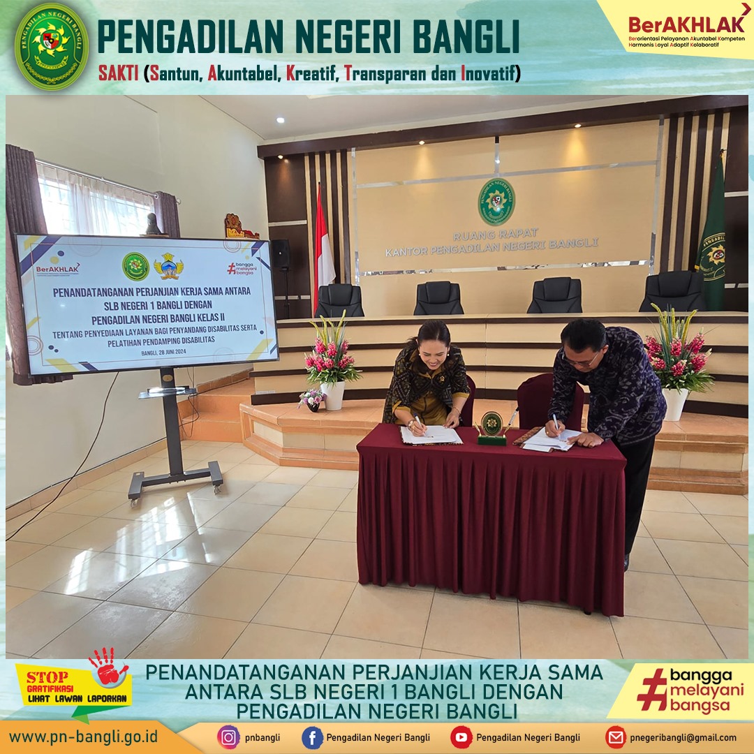 Mou Slb Negeri 1 Bangli Dengan Pengadilan Negeri Bangli - Pengadilan Negeri Bangli